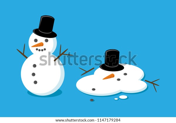 Snowman Melted Snowman Cartoon Vector Illustration Stock Vector ...