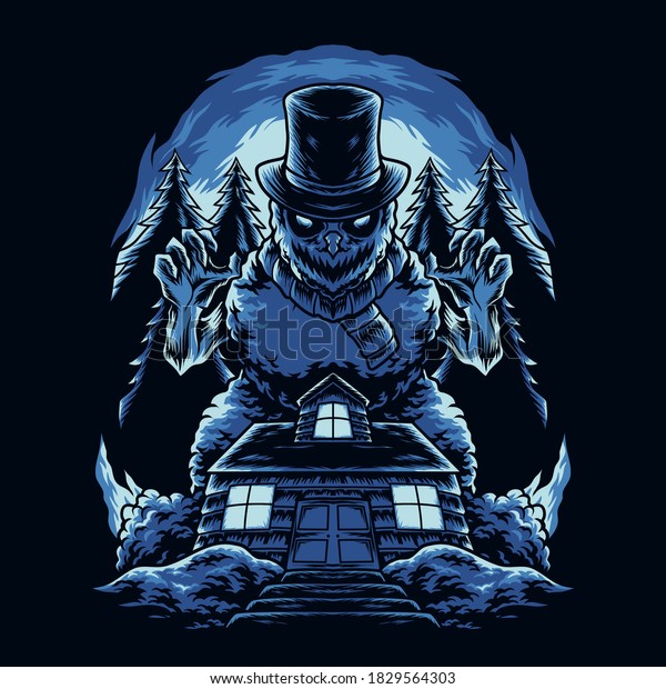 Snowman Monster Horror Vector Illustration Stock Vector (Royalty Free ...