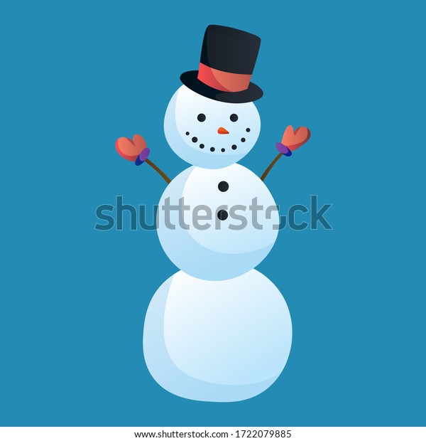 Snowman Raising Hands Top Hat Isolated: เวกเตอร์สต็อก (ปลอดค่าลิขสิทธิ์ ...