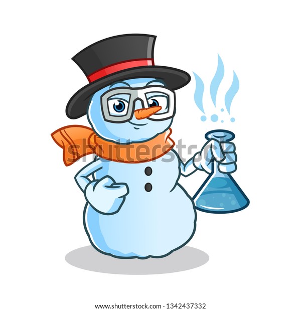 Snowman Scientists Mascot Vector Cartoon Illustration Stock Vector ...
