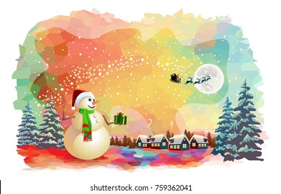 Snowman Waving Goodbye Santa Stock Vector (Royalty Free) 759362041