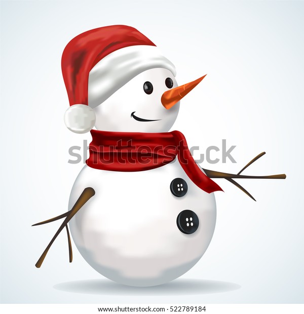 Snowman Wearing Santa Hat Stock Vector (Royalty Free) 522789184 ...