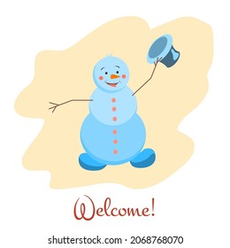 Snowman Welcome Vector Illustration Flat Character Stock Vector ...