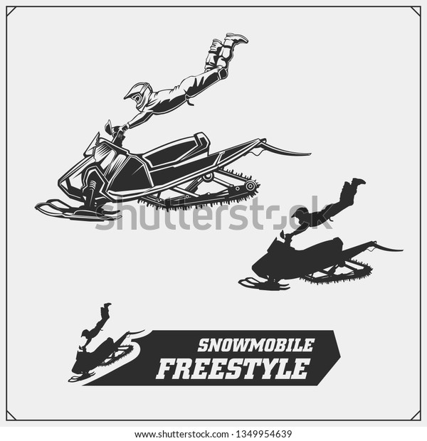 Snowmobile Emblems Labels Badges Design Elements Stock Vector (Royalty ...