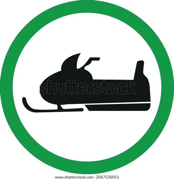 Snowmobile Route Sign Green Circle Background Stock Vector (Royalty ...