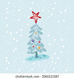 Snowy Christmas Tree Vector Illustration Stock Vector (Royalty Free ...