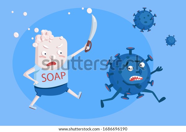 Soap Sword His Hands Fights Pathogenic Stock Vector (Royalty Free ...