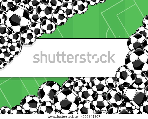 Soccer Balls Border On Green Playing Stock Vector (Royalty Free ...