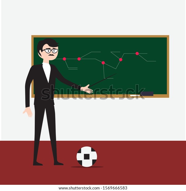 Soccer Coach Man Drawing Game Plan: vector de stock (libre de regalías ...