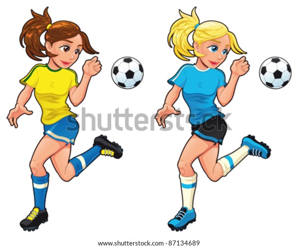 Soccer Female Players Vector Cartoon Isolated: Vector có sẵn (miễn phí ...