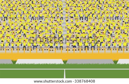 Soccer Field Crowd Yellow Team Cheering Vector de stock (libre de ...