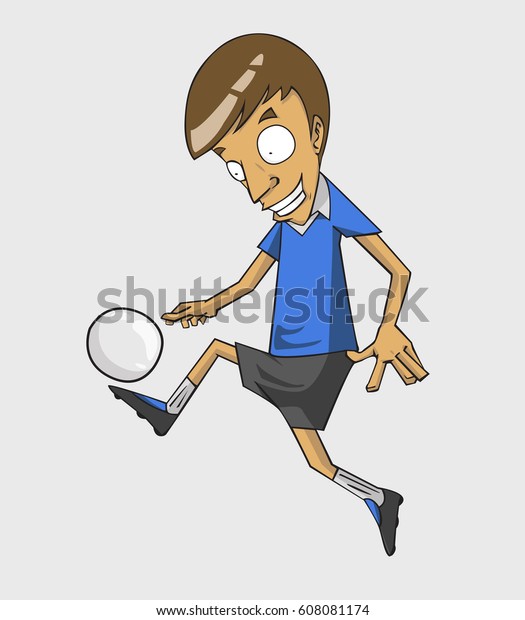 Soccer Player Action Kick Ball Cartoon Stock Vector (Royalty Free ...