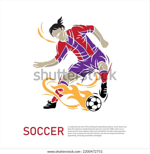 Soccer Player Dribbling Ready Kick Ball Stock Vector (Royalty Free ...