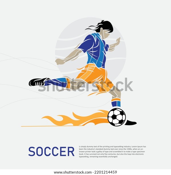 Soccer Player Dribbling Ready Kick Ball Stock Vector (Royalty Free ...