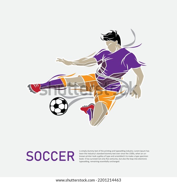 Soccer Player Dribbling Ready Kick Ball Stock Vector (Royalty Free ...