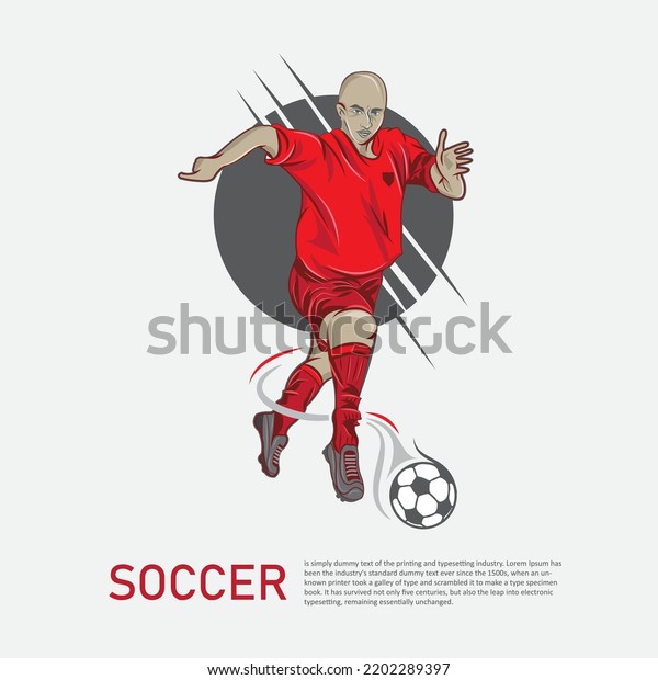 Soccer Player Dribbling Ready Kick Ball Stock Vector (Royalty Free ...