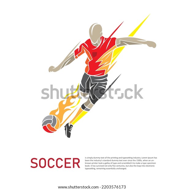 Soccer Player Dribbling Ready Kick Ball Stock Vector (Royalty Free ...
