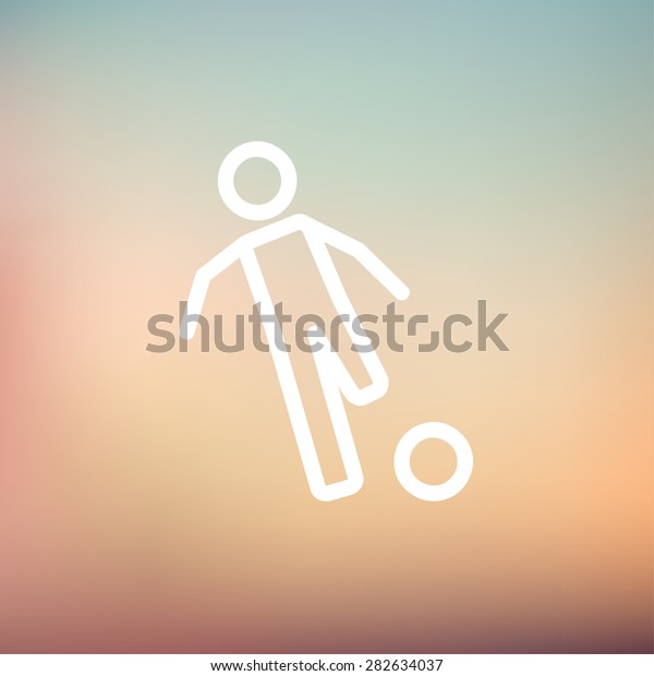 Soccer Player Kick Ball Icon Thin Stock Vector (Royalty Free) 282634037 ...