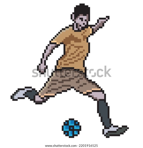 Soccer Player Kicking Ball Pixel Art Stock Vector (Royalty Free ...