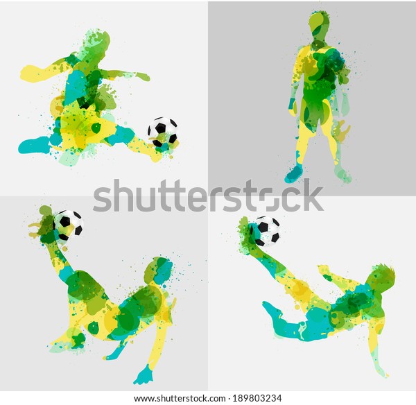 Soccer Player Kicks Ball Paint Splatter Stock Vector (Royalty Free ...