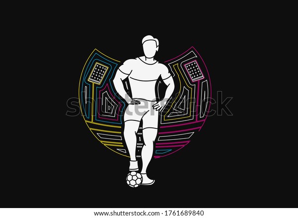 Soccer Player Man Standing Line Art Stock Vector (Royalty Free ...