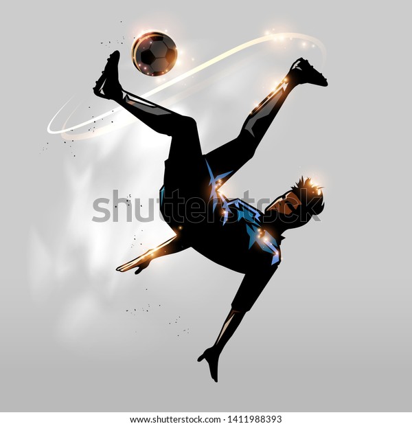 Soccer Player Over Head Kick Air Stock Vector (Royalty Free) 1411988393 ...