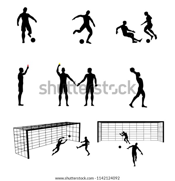 Soccer Players Referee Silhouettes Stock Vector (Royalty Free ...