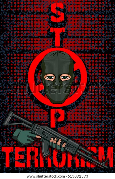 Social Awareness Concept Poster Stop Terrorism Stock Vector (Royalty ...