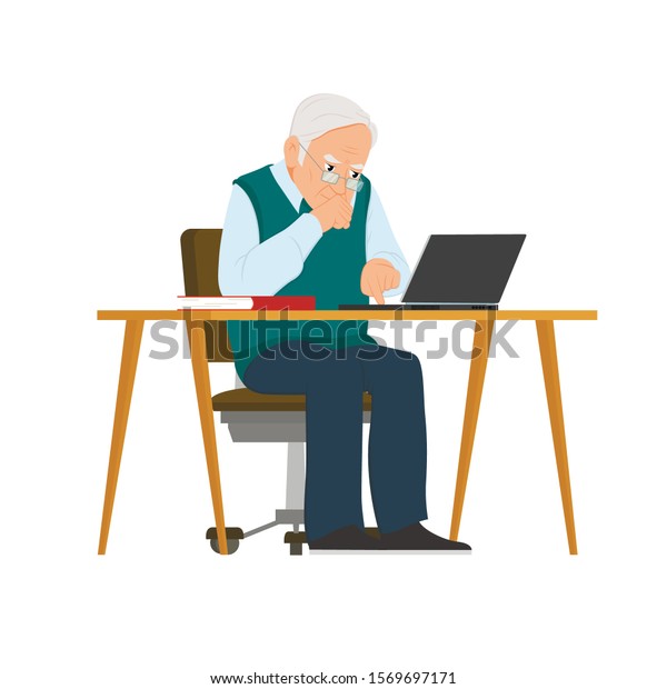 Social Concept Old People Using Computer Stock Vector (Royalty Free ...