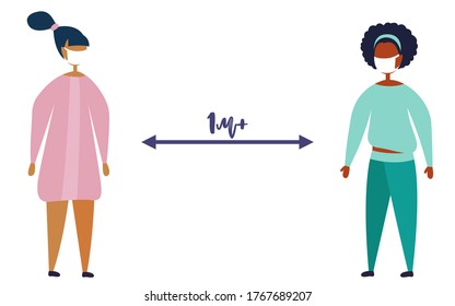 Social Distance Between People Vector Flat Stock Vector (Royalty Free ...