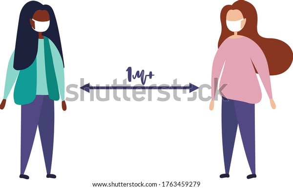 Social Distance Between People Vector Flat Stock Vector (Royalty Free ...