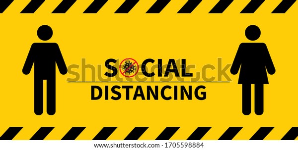 Social Distancing Keep 12 Meter Distance Stock Vector (Royalty Free ...
