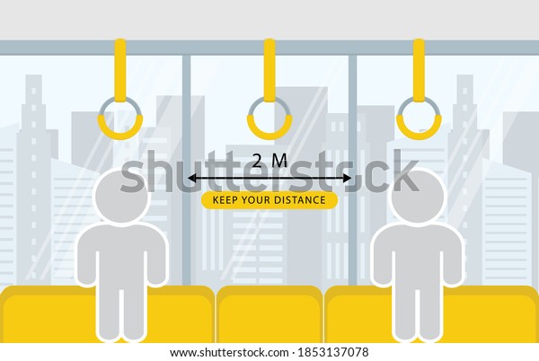 Social Distancing On Bus Please Keep Stock Vector (Royalty Free) 1853137078