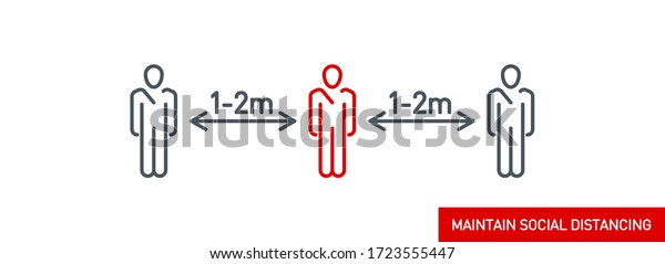 Social Distancing Outline Icon Keep Distance: เวกเตอร์สต็อก (ปลอดค่า ...