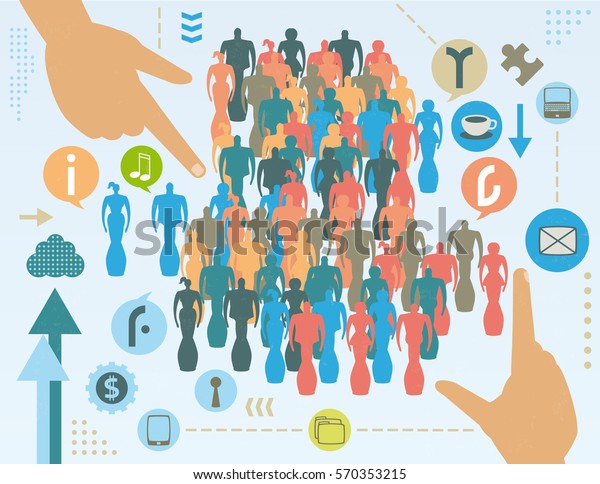 Social Engineering Social Media Concept Hands Stock-vektor (royaltyfri ...