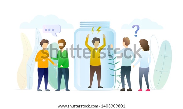 Social Isolation People Vector Illustration Lonely Stock Vector ...