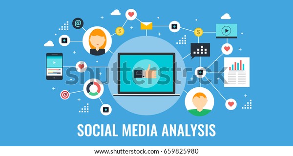 Social Media Analysis Social Networking Report Stock Vector (Royalty ...