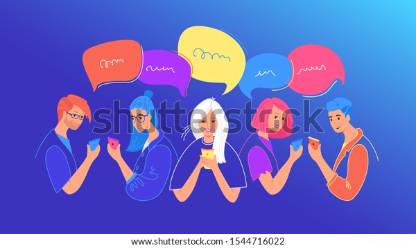 Social Media Chat Communication Concept Flat Stock Vector (Royalty Free ...