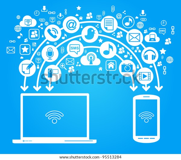 Social Media Communication Global Computer Networks Stock Vector ...
