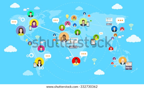 Social Media Communication World Map Concept Stock Vector (Royalty Free ...