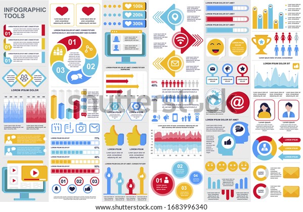 Social Media Infographic Elements Set Social Stock Vector (Royalty Free ...