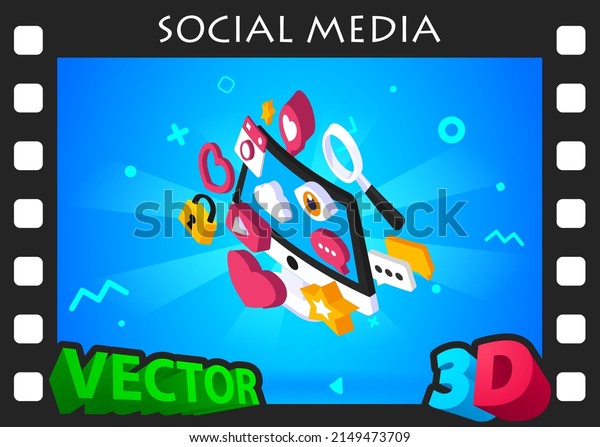 Social Media Isometric Design Icon Vector Stock Vector (Royalty Free ...