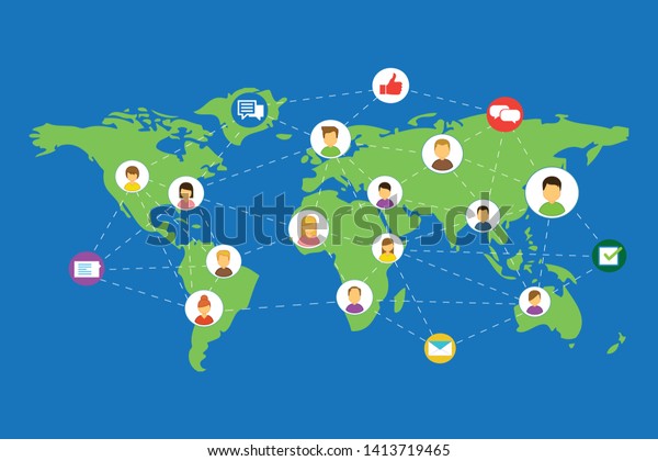 Social Media Map Vector Illustration World Stock Vector (Royalty Free ...