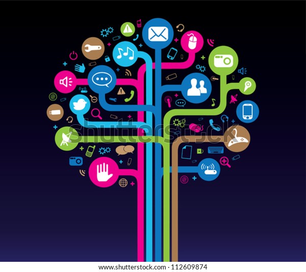 Social Media Tree Stock Vector (Royalty Free) 112609874