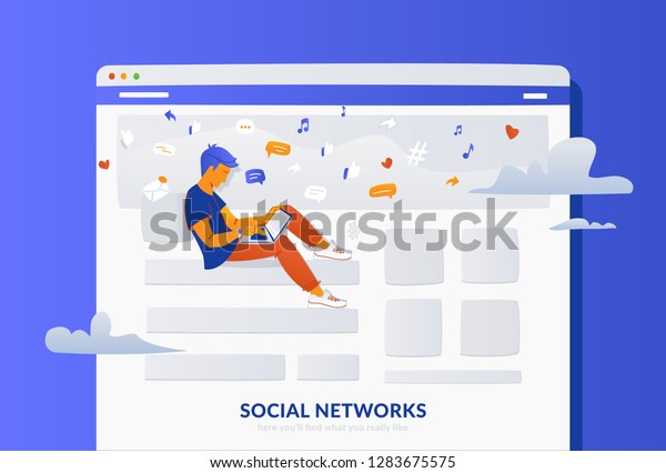 Social Media Webpage Concept Vector Gradient Stock Vector (Royalty Free ...