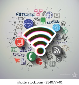 Social Network Collage Icons Background Vector Stock Vector (Royalty ...