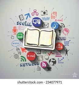 Social Network Collage Icons Background Vector Stock Vector (Royalty ...