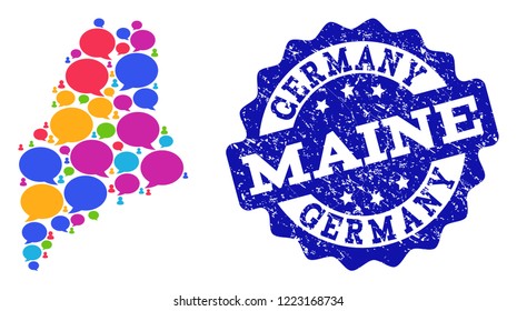 Social Network Map Maine State Blue Stock Vector (Royalty Free ...