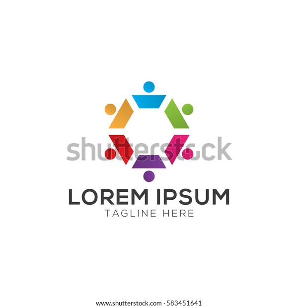 Social network people unity logo design