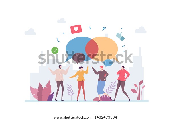 Concepto de Interacción en Redes Sociales Ilustración Mostrando a la ...